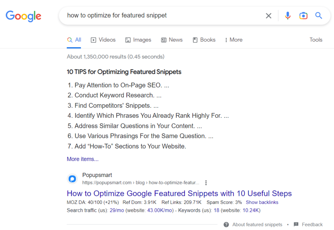 Optimize for Google Featured Snippets: Guide [Examples & Tips]